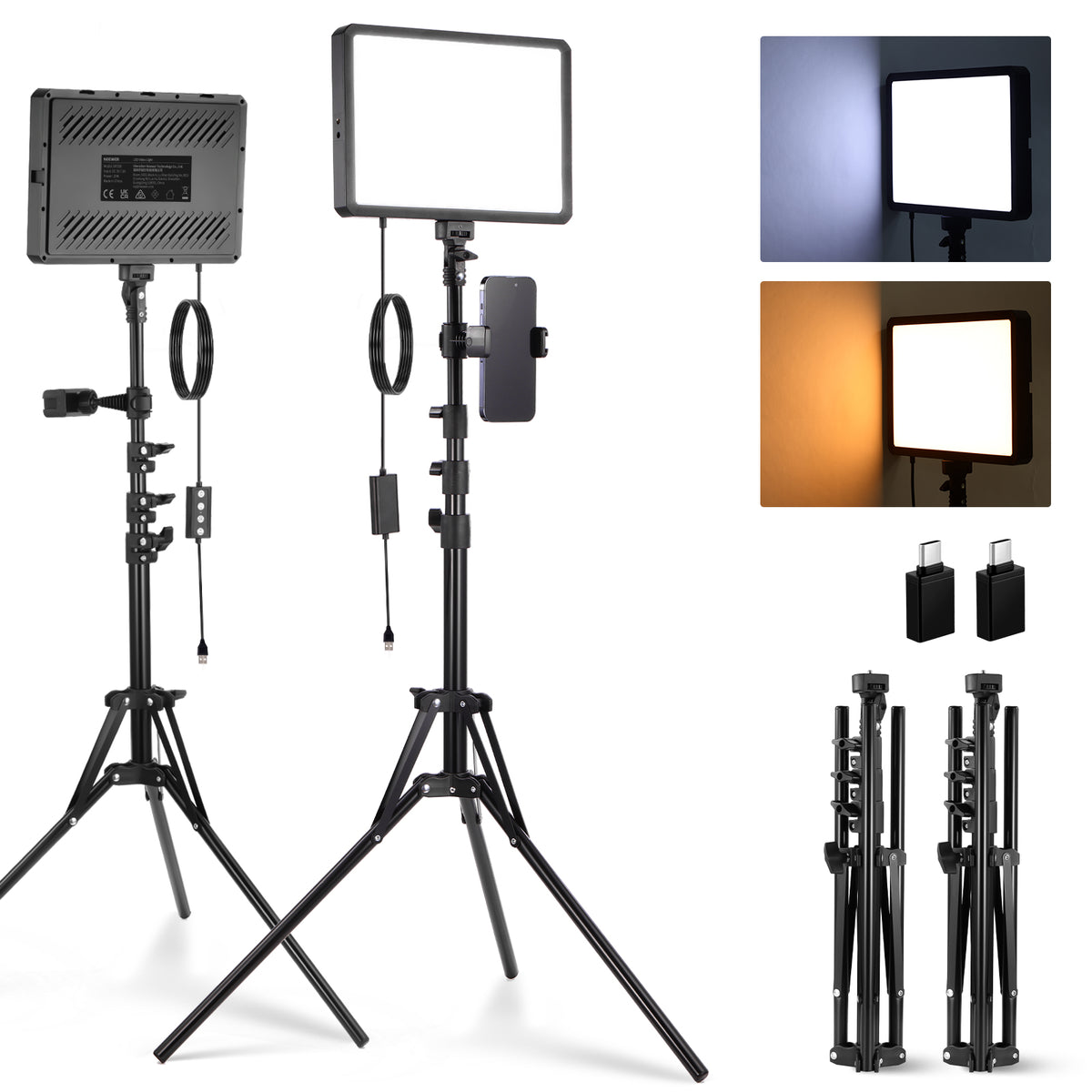 NEEWER BP300 Soft Bi-Color LED Panel Video Light Kit