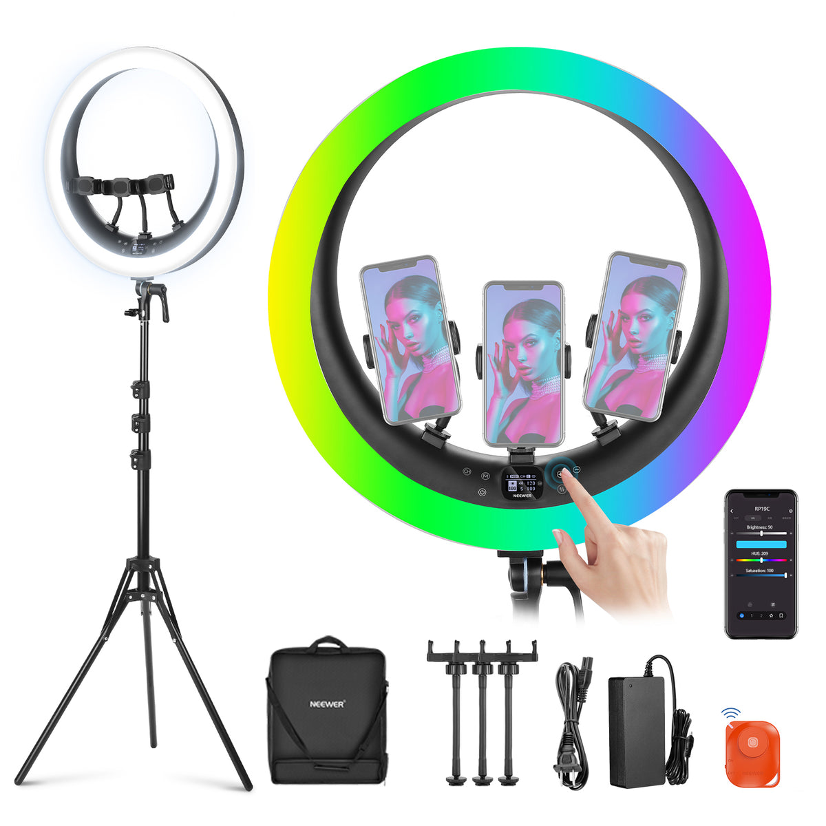 NEEWER RP19C 19" Versatile RGB LED Ring Light Kit
