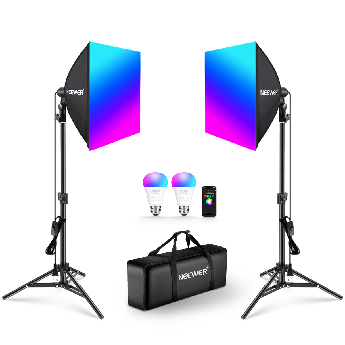 NEEWER NK004 RGB Softbox Lighting Kit with App Control