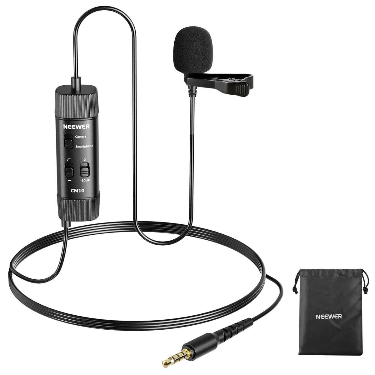NEEWER CM10 Plug & Play 3.5mm TRRS Lavalier Microphone